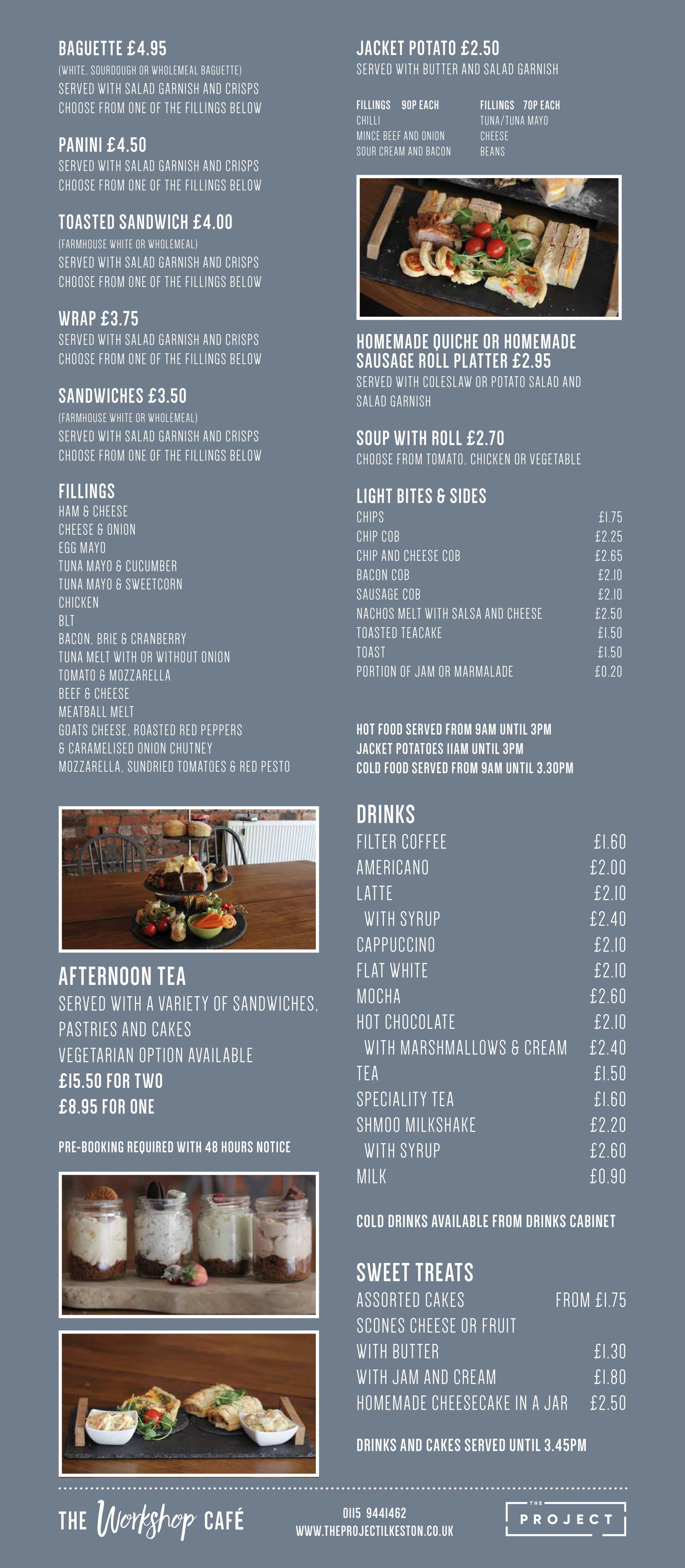 Menu – The Project Ilkeston